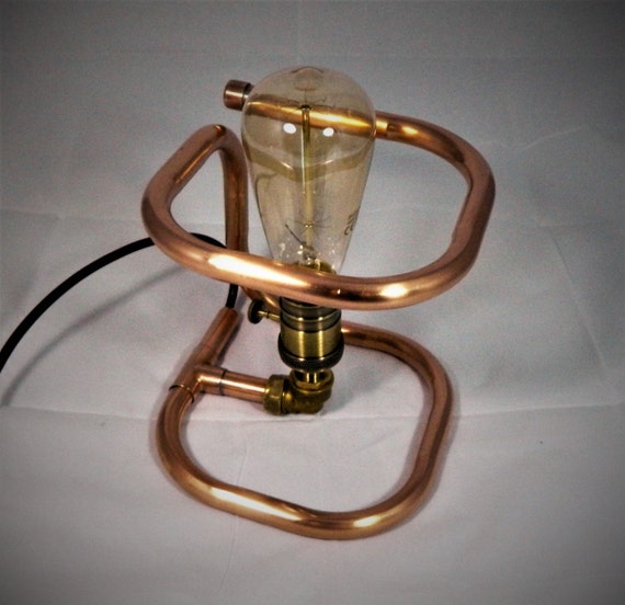 unique copper pipe edison lamp all hand bent and soldered