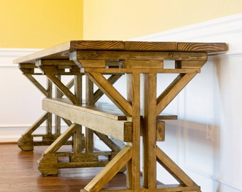 Items similar to Urban Modern X-Base Pedestal Table Custom Made from ...