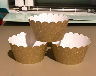 Gold cupcake wrapper | Etsy