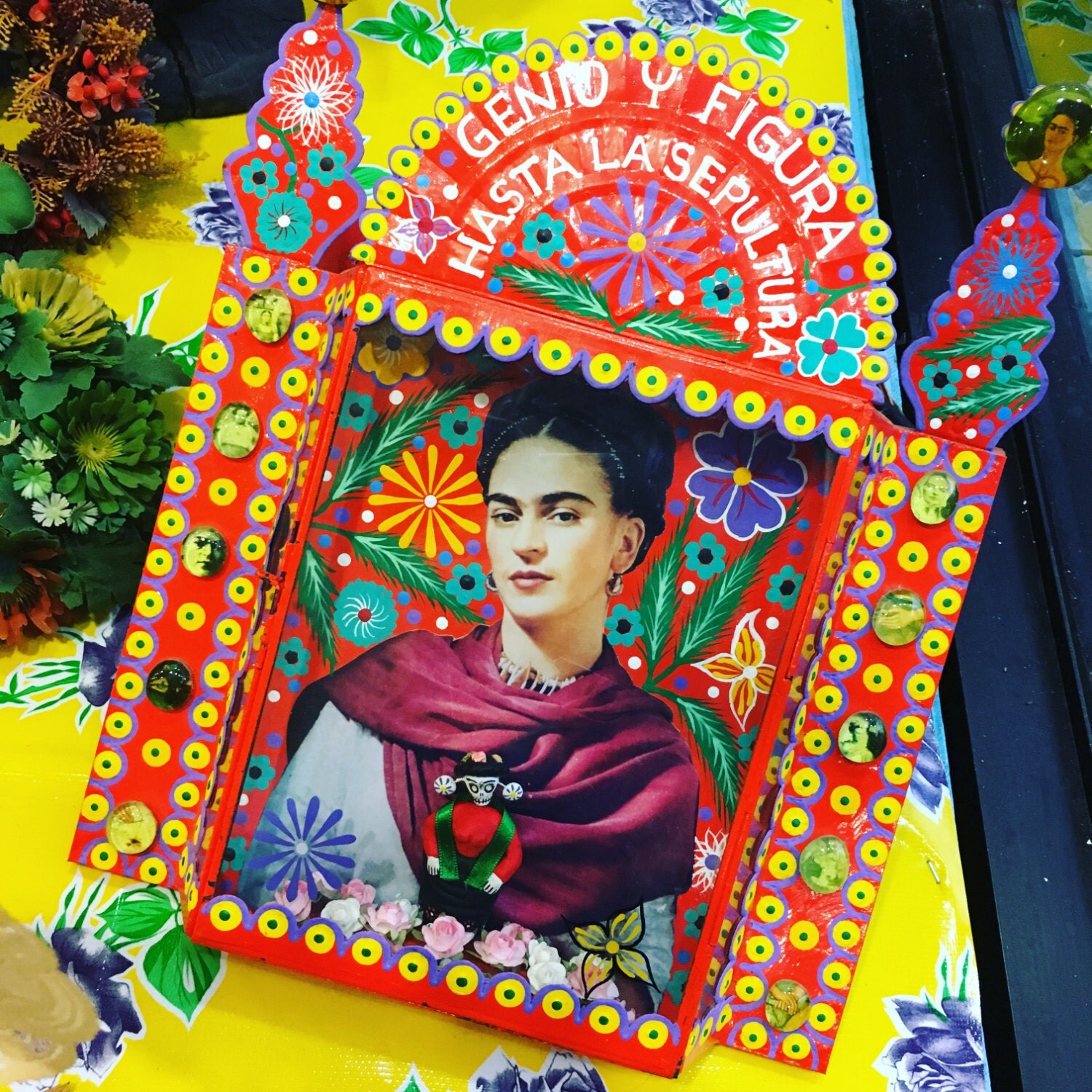 Large Hand Painted Mexican Art Nicho, Wall Art, Diorama, Shrine