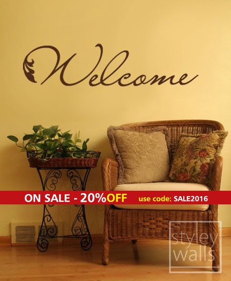Welcome Wall Decal Welcome Vinyl Wall Lettering by styleywalls
