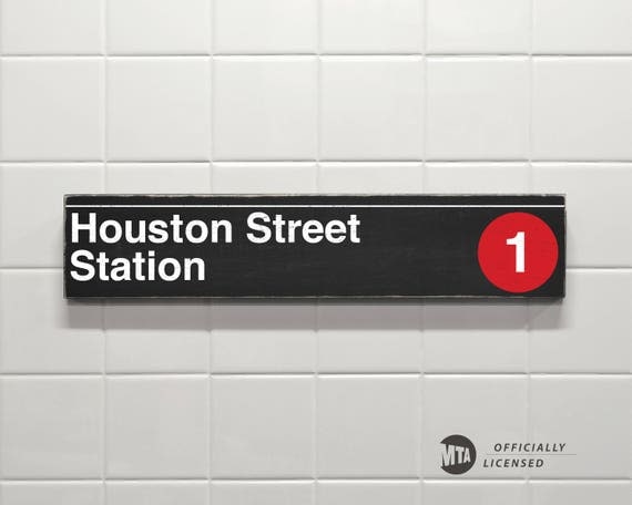 Houston Street Station New York City Subway Sign Wood Sign