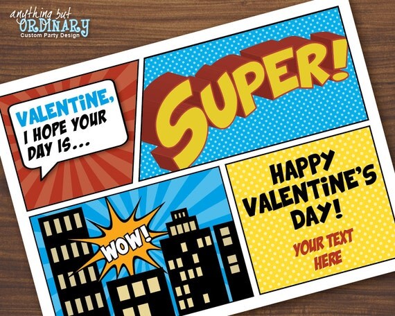 Printable Superhero Valentine Cards Kid's Super Hero
