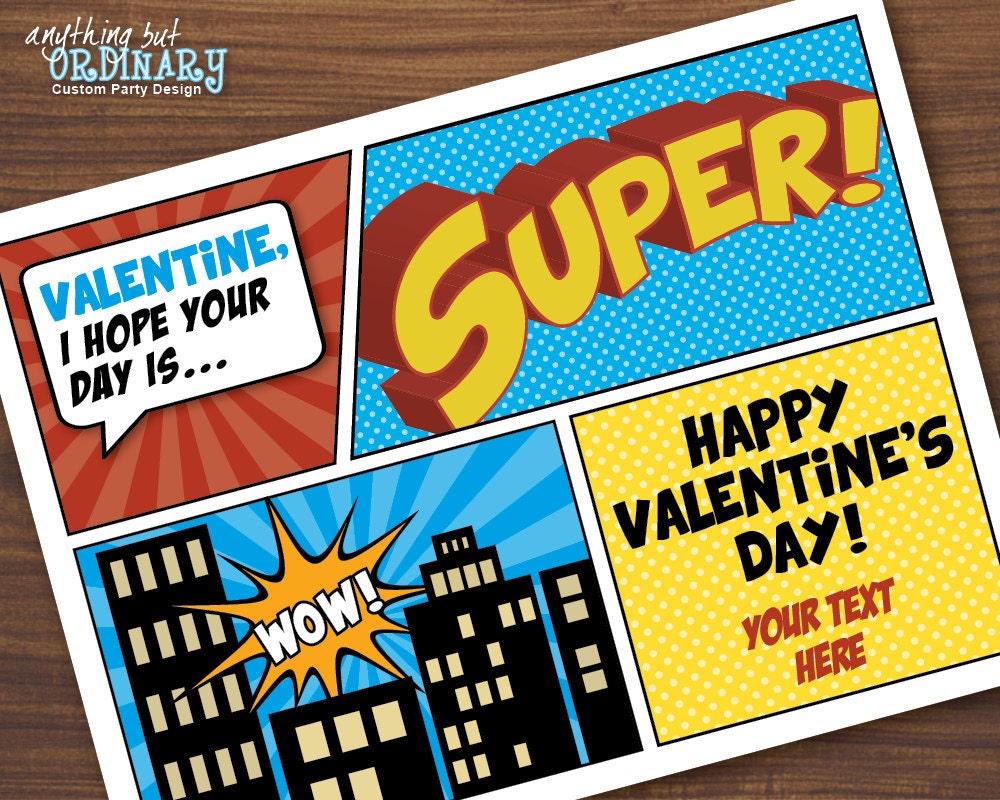 Printable Superhero Valentine Cards Kid's Super Hero