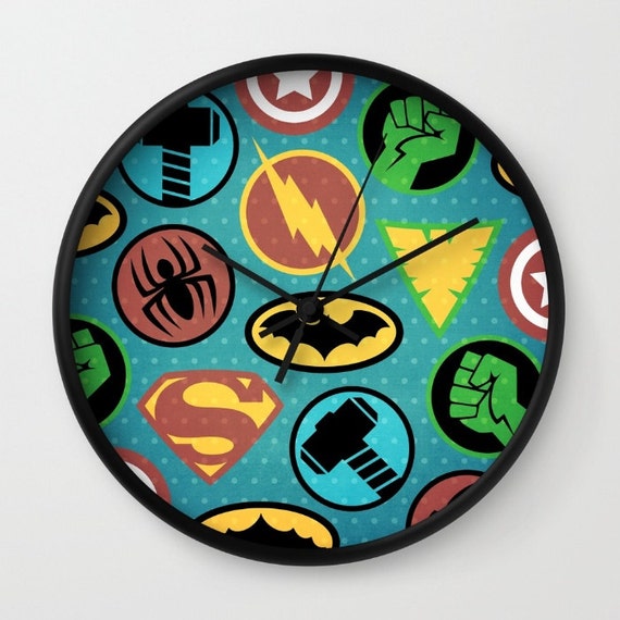 Superhero Wall Clock Superheros Wall Clock Superhero Gift