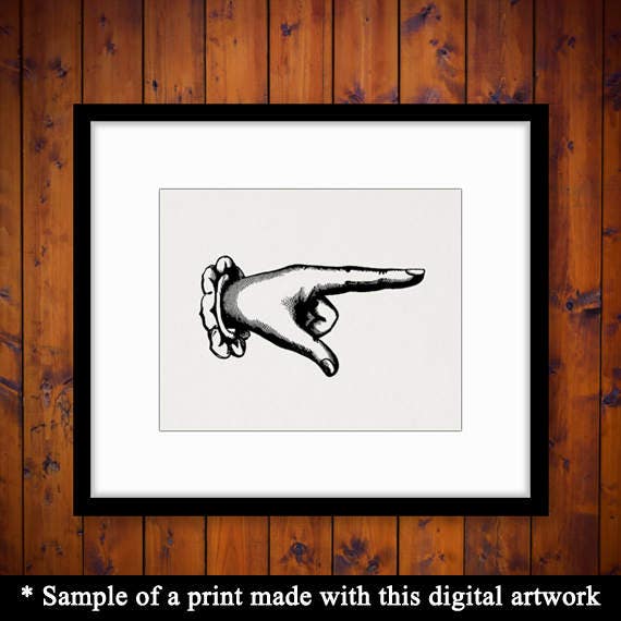 Digital Printable Finger Pointing Graphic Classic Pointing