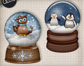 Snow globes clipart | Etsy