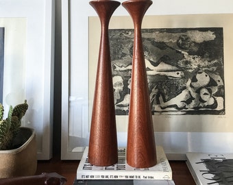 Teak candlesticks | Etsy