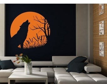 Howling wolf decal | Etsy