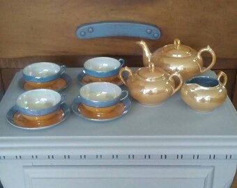 Orange tea cup set | Etsy