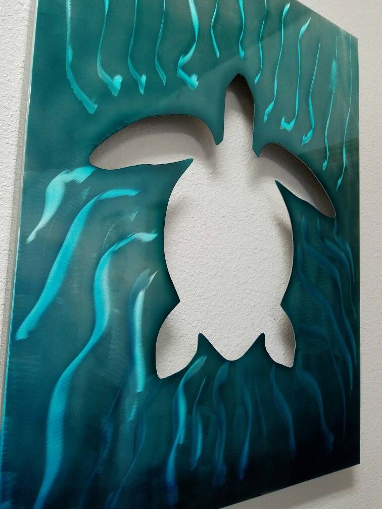Sea turtle shadowbox in aluminum