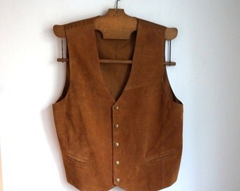 Tan leather vest | Etsy