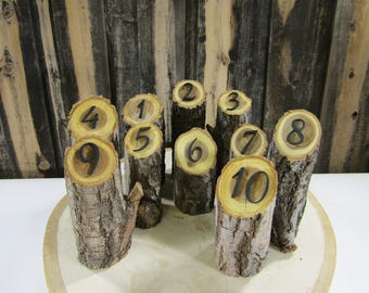 Rustic Wedding Table Numbers Engraved Wooden Log Table Numbers