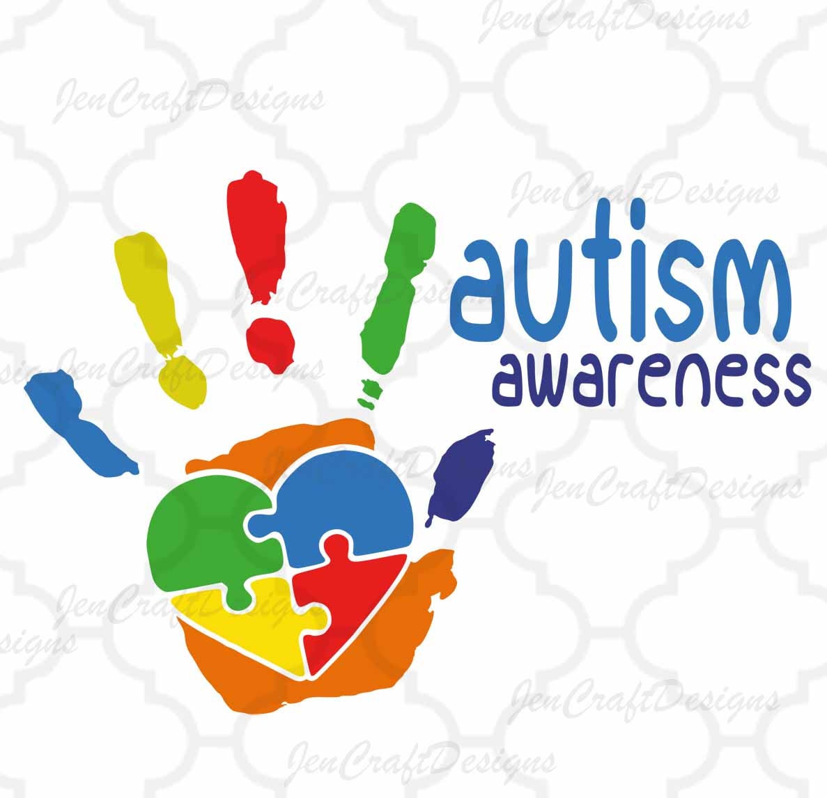 Autism Awareness Hand Print SVG, DXF, EPS & Printable Png Instant ...