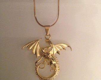 Gold dragon necklace | Etsy