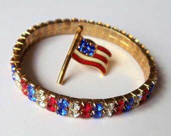 Rhinestone flag pin | Etsy