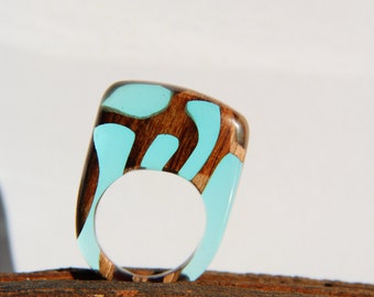 Blue resin ring | Etsy