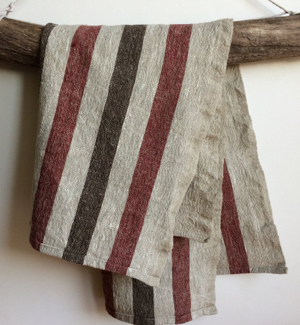 Linen towel Linen kitchen towel Striped linen by Linenstars