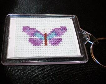 Cross stitch keyring | Etsy