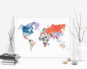 Items similar to Modern world map, political world map, travel map for ...