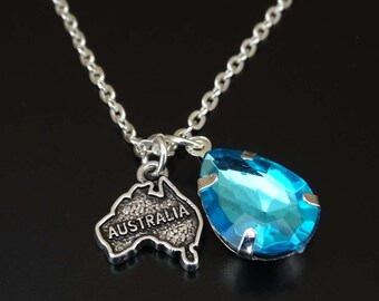 Tiny Australia necklace silver map jewelry Aussie necklace