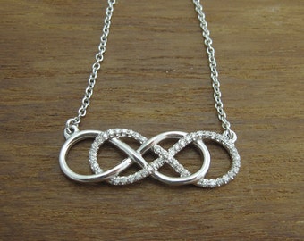 Infinity Necklace Diamond Pendant Necklace White Gold