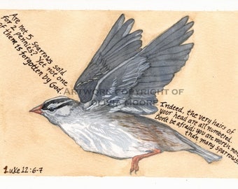 Sparrow art print | Etsy