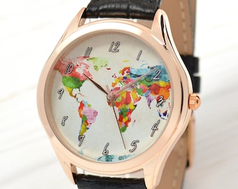 World map watch | Etsy