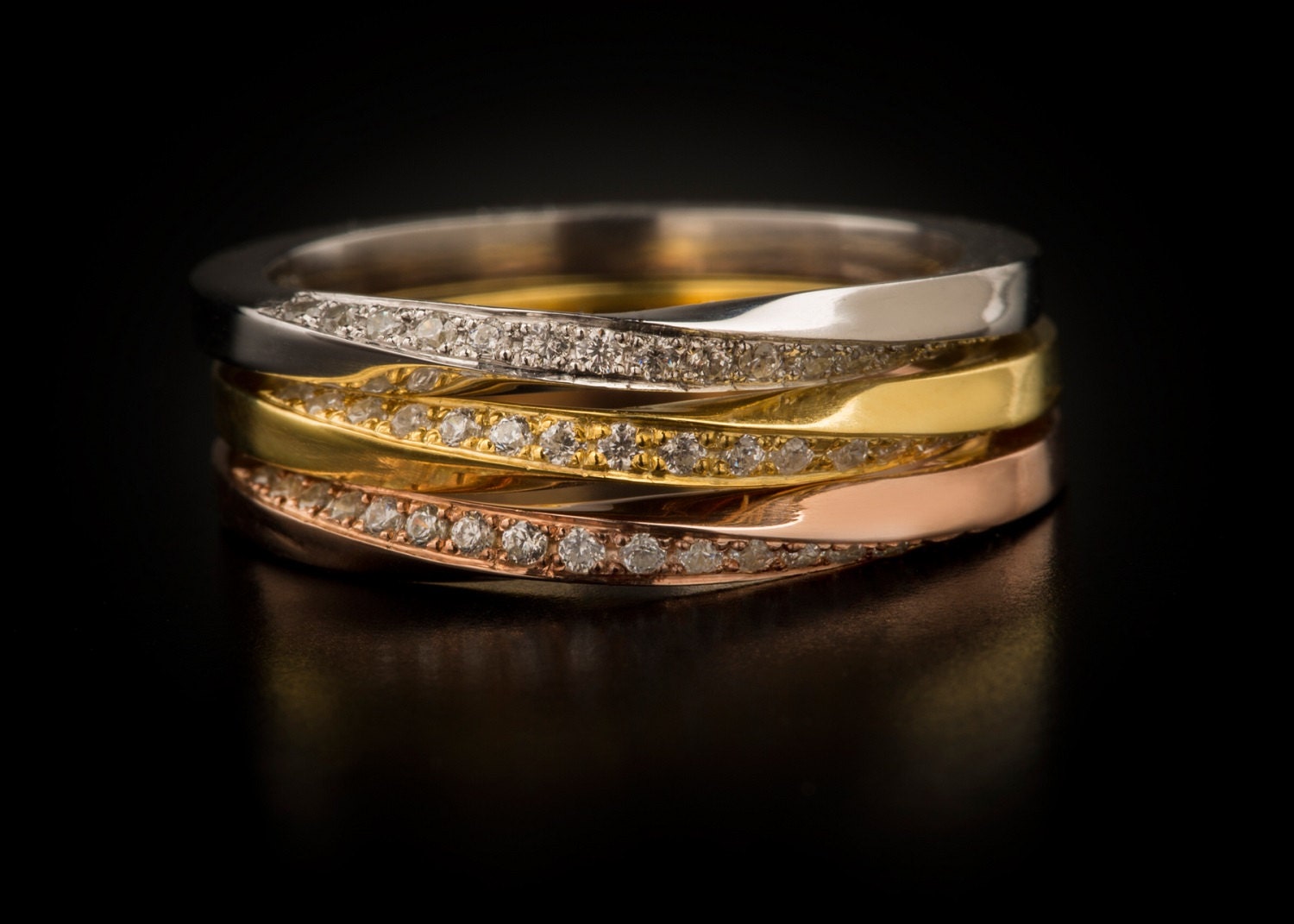 Mobius ring diamonds Mobius solid gold ring Diamonds MOBIUS