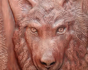 Wolf wood carving | Etsy