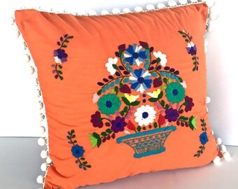 Embroidered Mexican Dress Pillows Serape by TheBirdandPear on Etsy