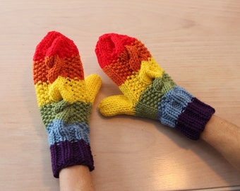 Rainbow mittens | Etsy