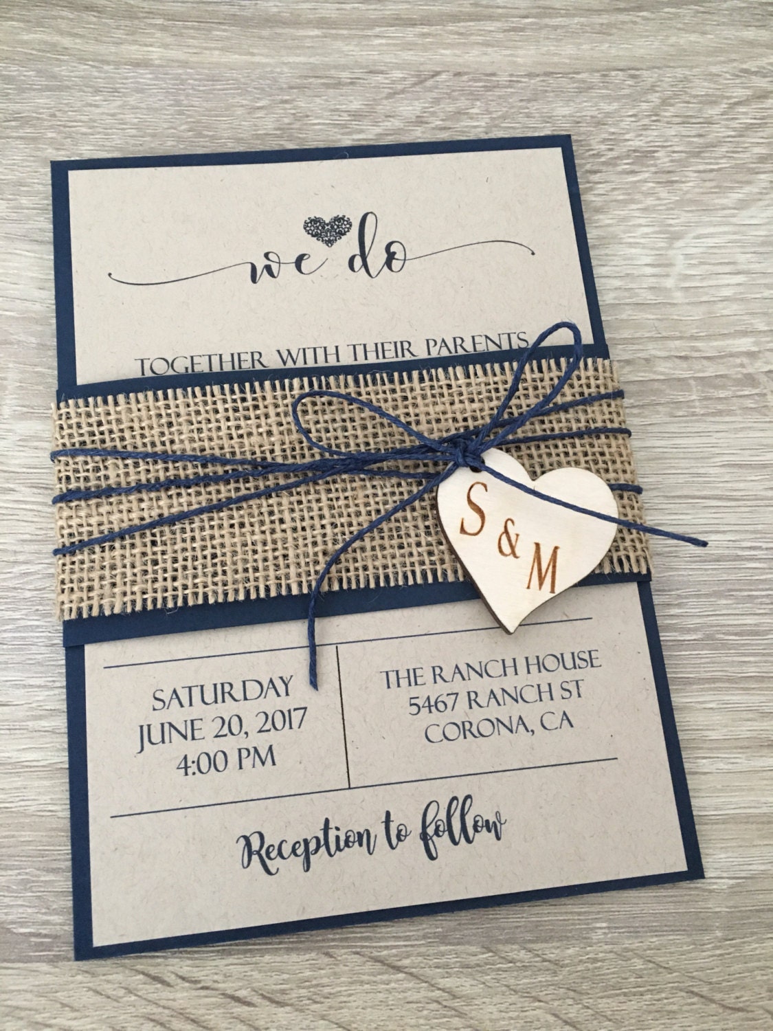 rustic wedding invitation burlap wedding by RusticInvitesAndmore