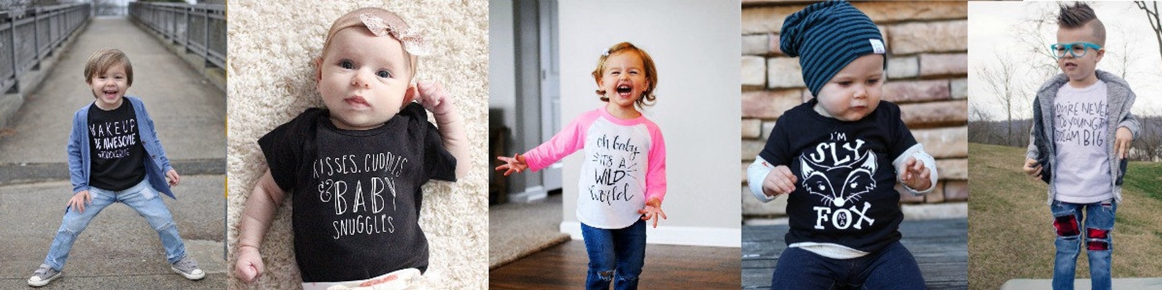 Trendy Fun and Happy tees for babies and by followyourarrowshop