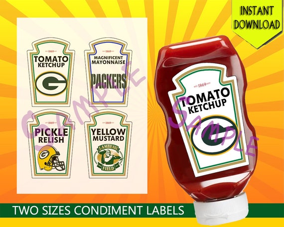 Items similar to Green Bay Packers Heinz Condiment Bottle Labels Party ...