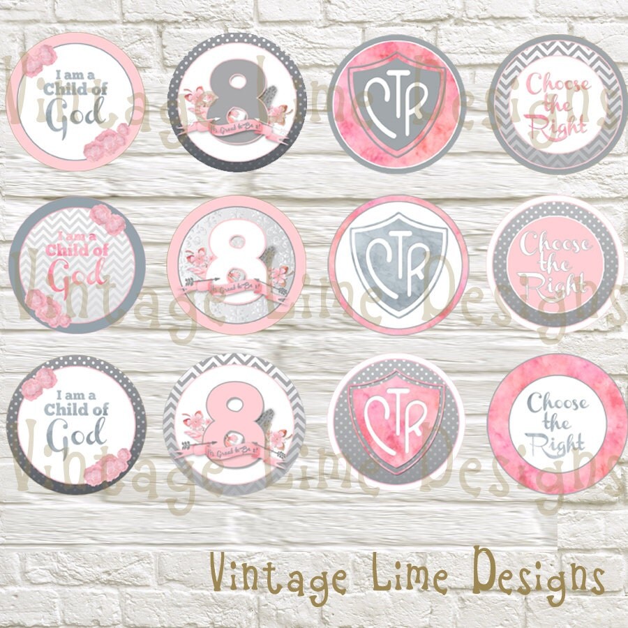 LDS Baptism Party Cupcake Toppers Food Labels Decorations