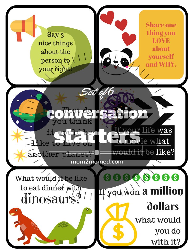 Printable Conversation Starter Cards Start Set of 6
