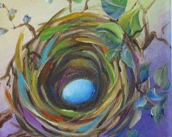 Bird nest painting | Etsy