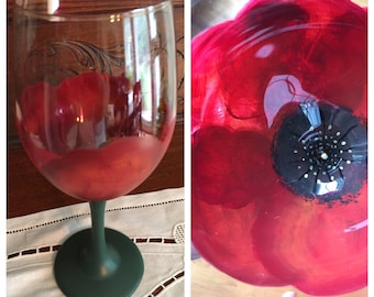 Poppy wine glass | Etsy