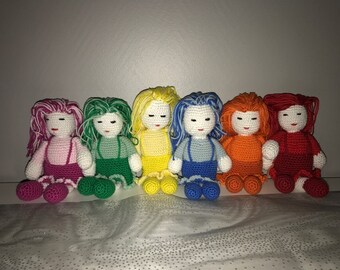 Items similar to RainBow Girls - 6 Origami Paper Dolls on Etsy