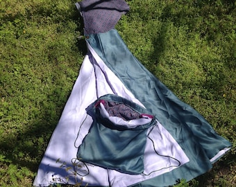 Navy/Light Blue Reversible Hooded Cloak