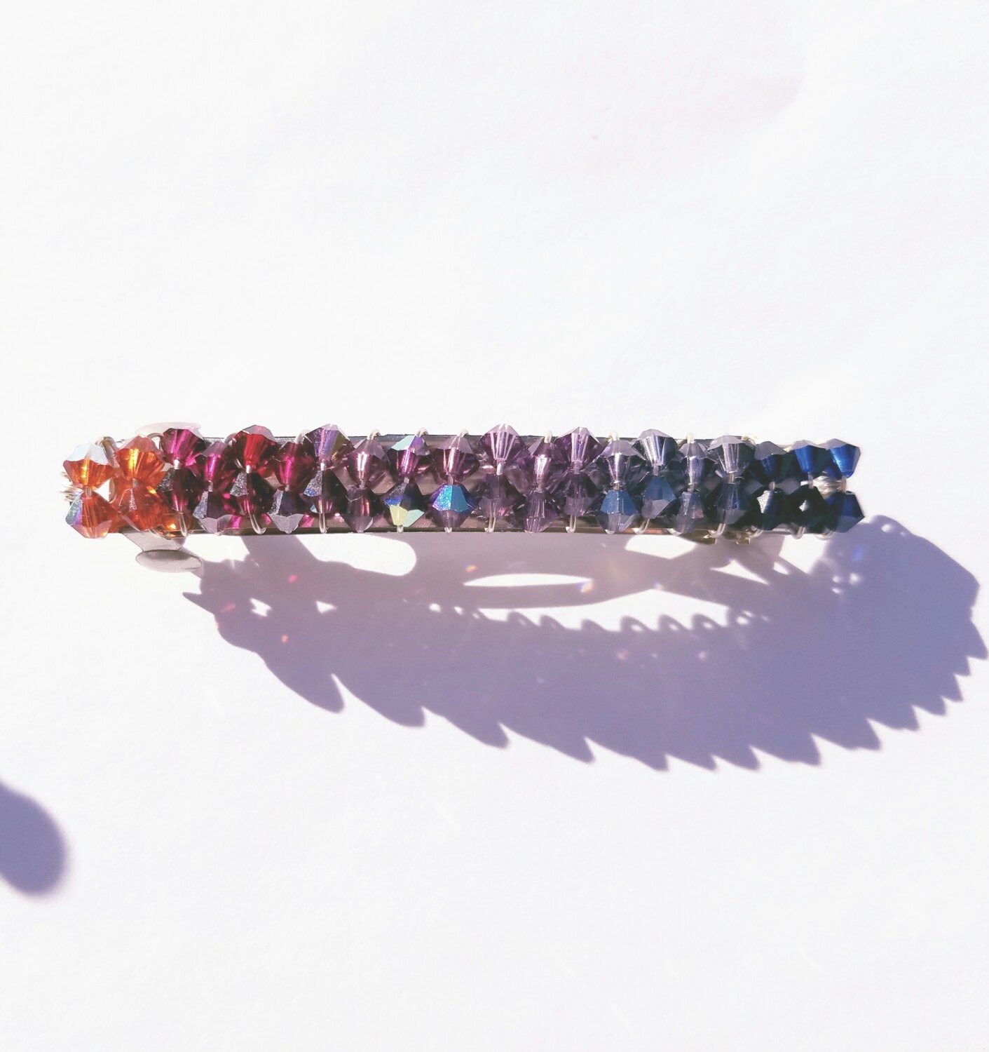 Swarovski Crystal Barrette Shades of Orange and Purple