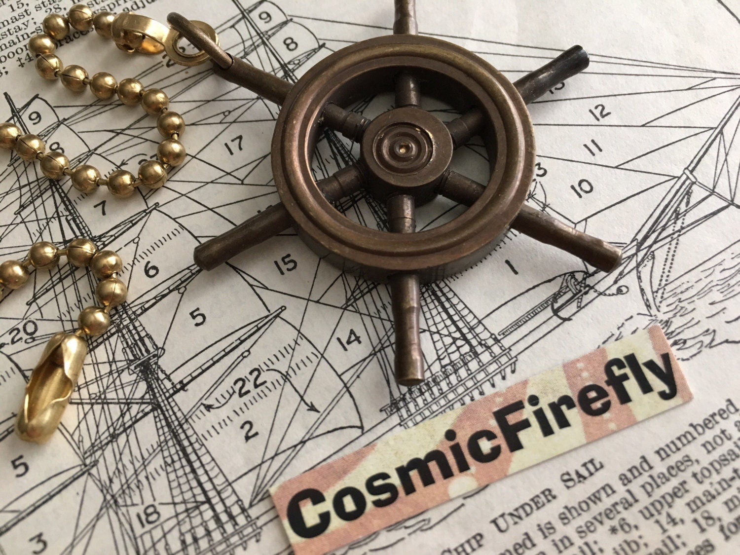 Nautical Ship's Wheel Fan Pull Steampunk Fan Pull Chain