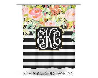 Monogrammed shower curtain | Etsy