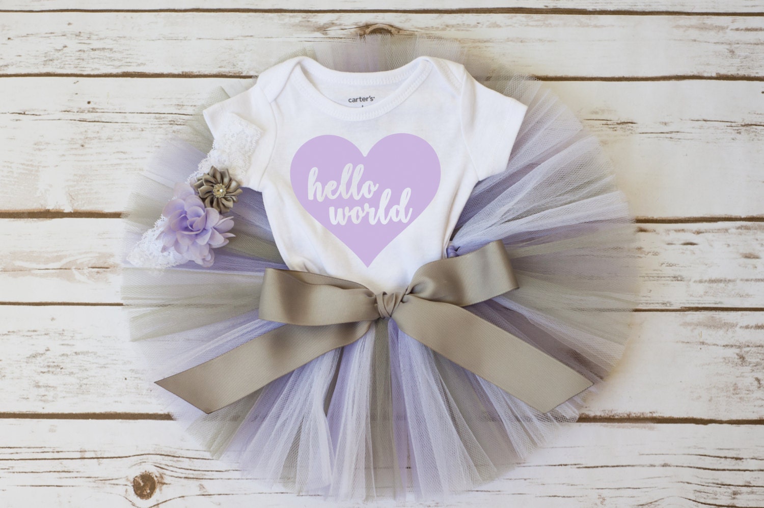 Newborn take home outfit Addison Hello World