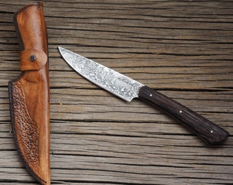 Custom EDC neck knife small fixed blade knife alder burl