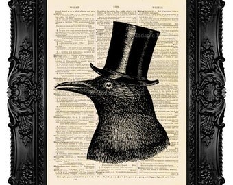 Crow with top hat | Etsy