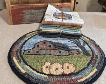 Primitive hooked rug | Etsy