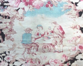 Black toile fabric | Etsy