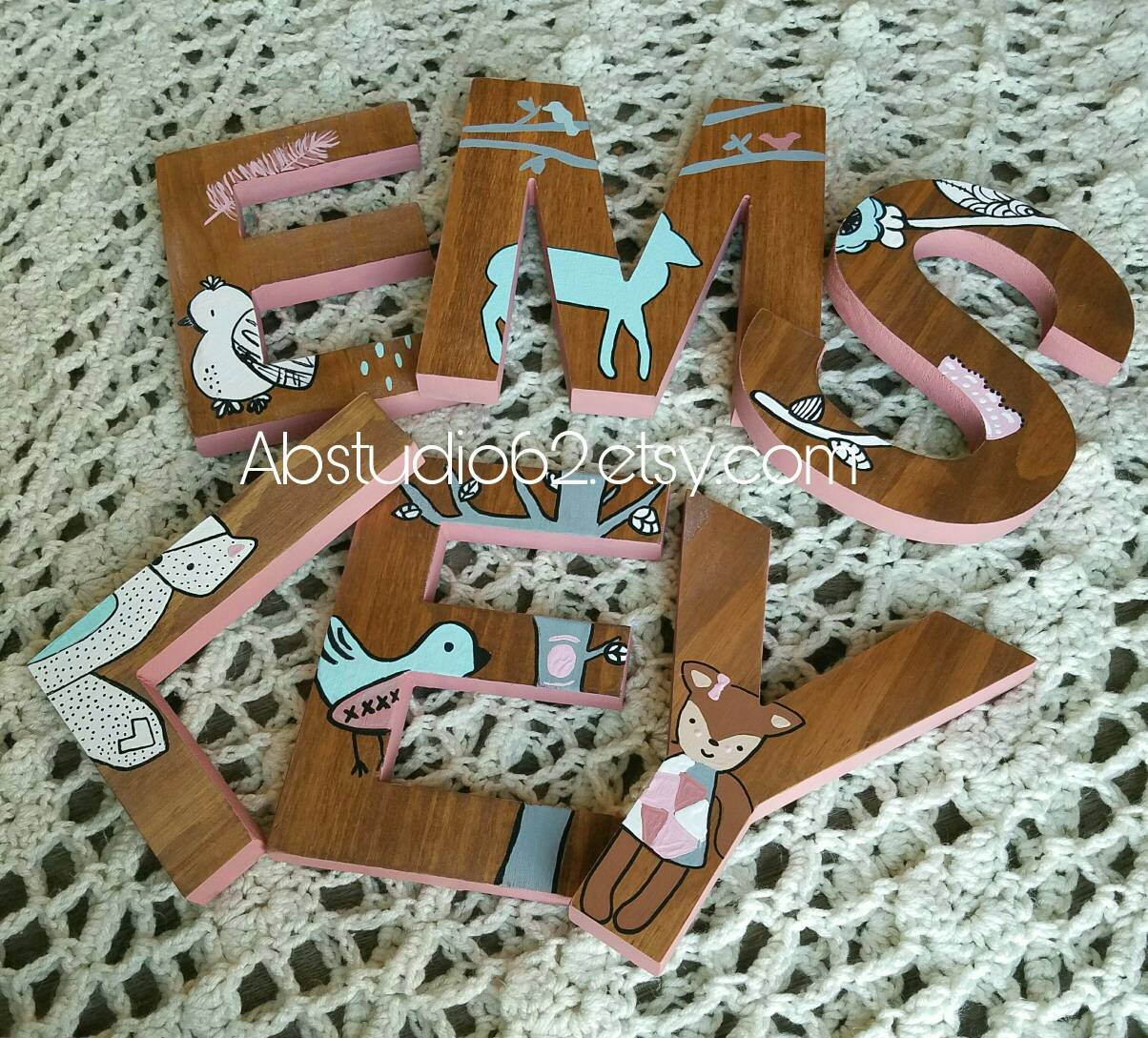 Wooden Letters for Nursery Woodland Nursery Decor Hand